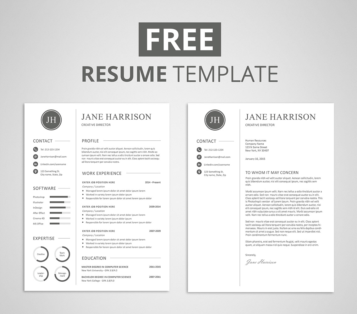 Free Resume Template And Cover Letter Graphicadi