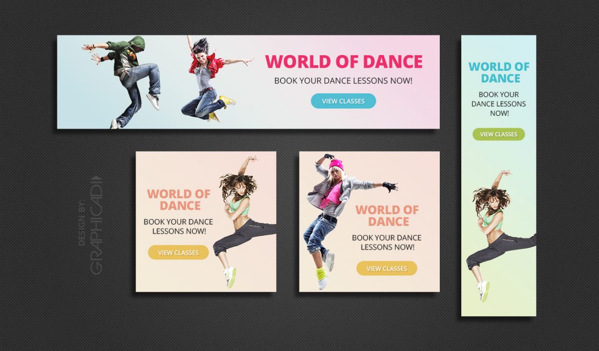 4 Colorful Dance Themed Web Banners - Graphicadi
