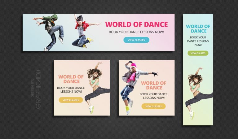 4 Colorful Dance Themed Web Banners - Graphicadi