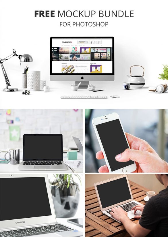 Free Device Mockups - Free PSD Mockups - Graphicadi